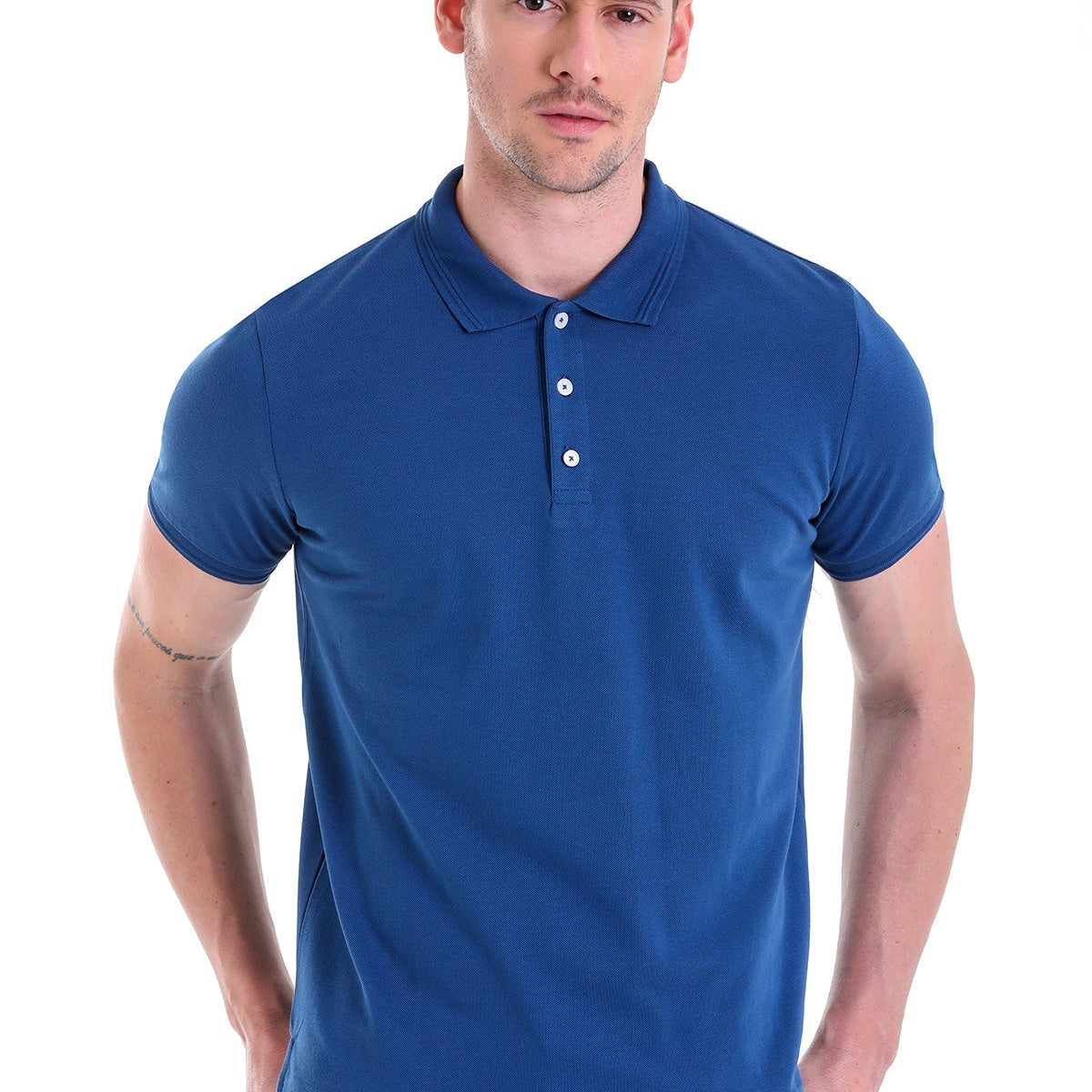 Comfort Fit Basic Plain 100% Cotton Indigo Polo T-Shirt – SAYKI