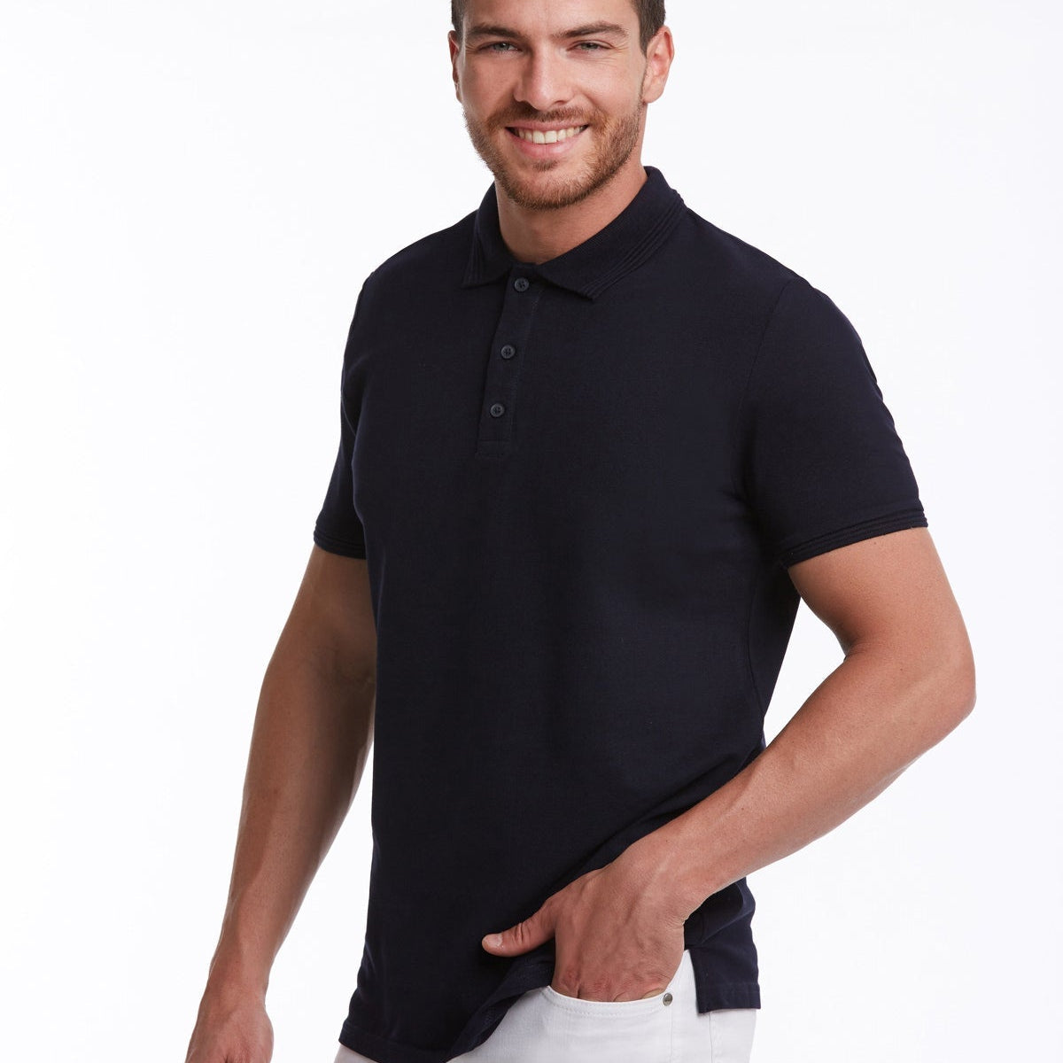 Regular Fit 100% Cotton Navy Basic Polo T-Shirt – SAYKI