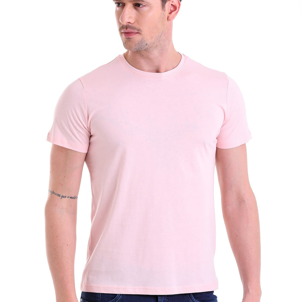 Regular Fit Pink Basic Cotton Crew Neck T-Shirt – SAYKI