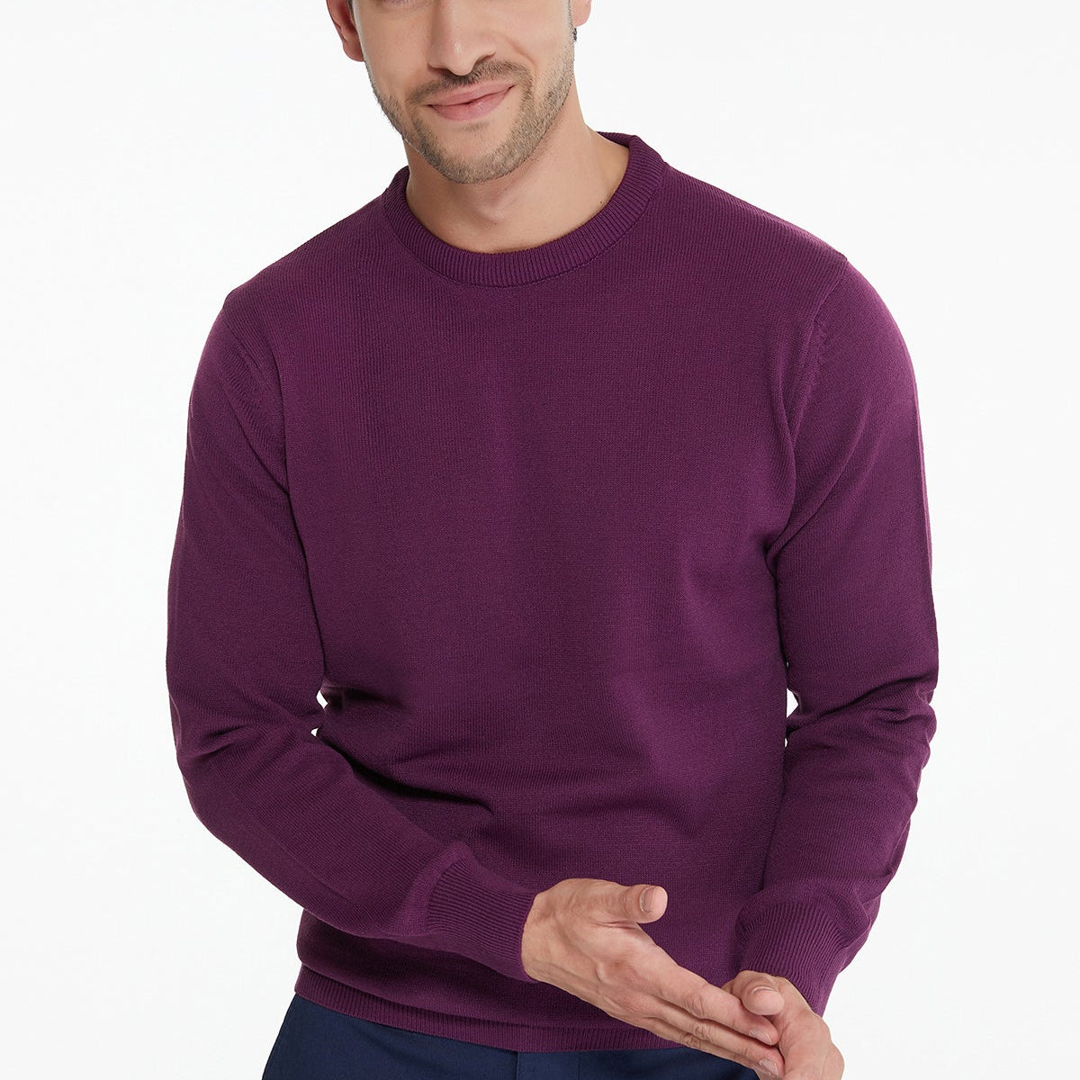 Regular Fit Plum Crewneck Sweater – SAYKI