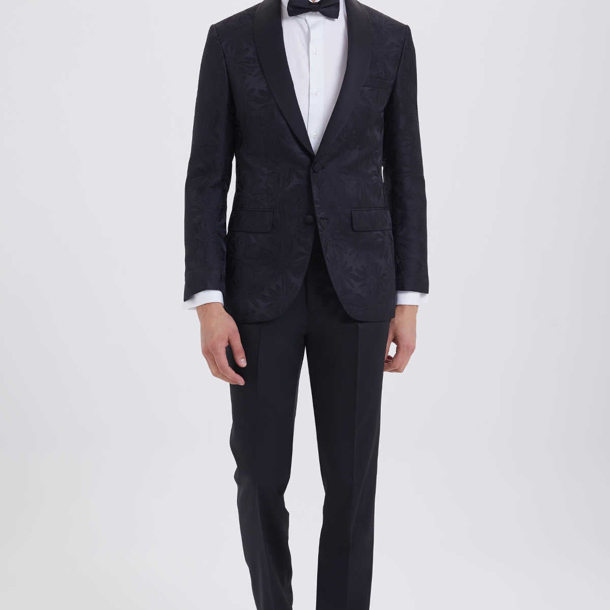 Slim Fit Black Shawl Lapel Patterned Classic Tuxedo – SAYKI