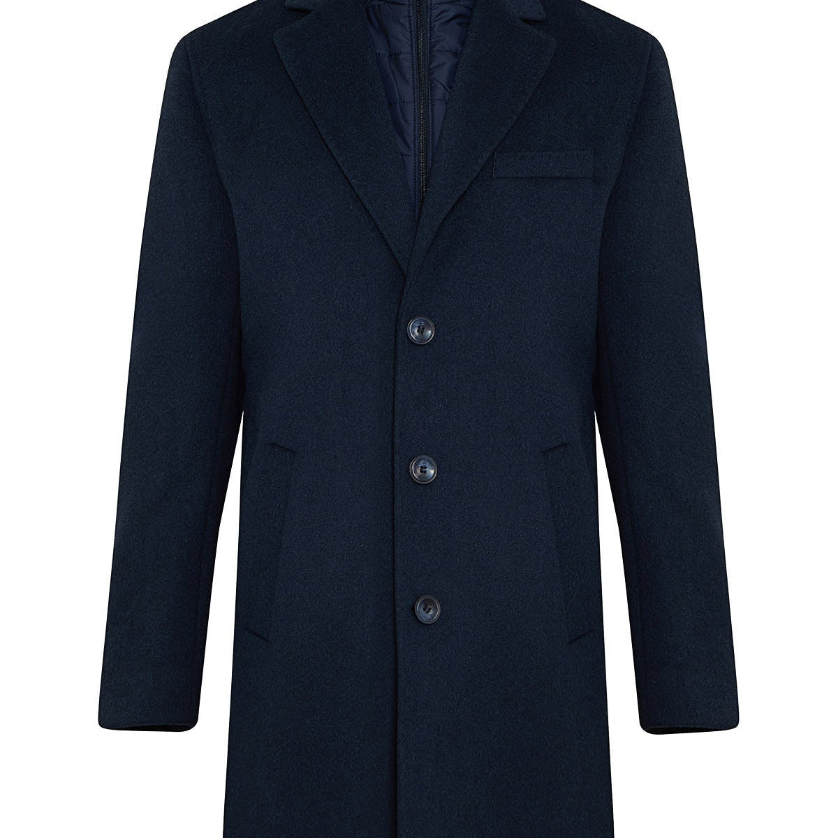 Slim Fit Cachet Notch Lapel Enamel Blue Wool Blend Overcoat – SAYKI
