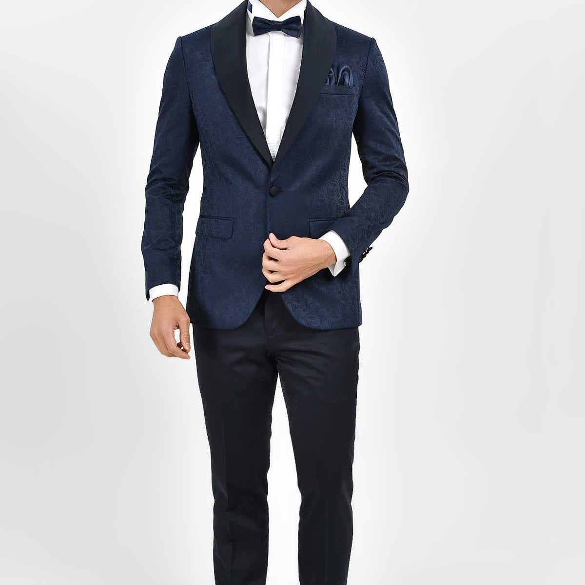 Slim Fit Navy Release Shawl Lapel Patterned Classic Tuxedo – SAYKI