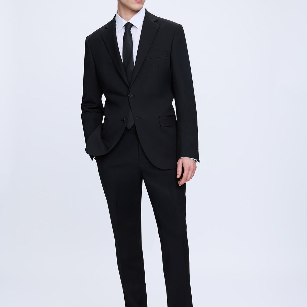 Slim Fit Notch Lapel Black Smart Casual Suit - SAYKI
